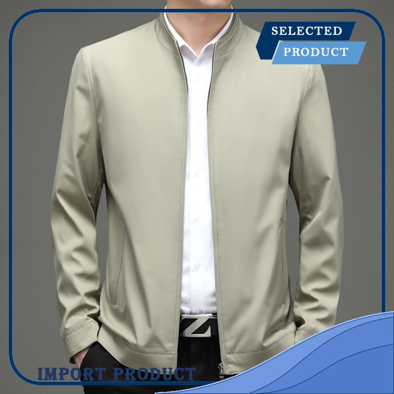 Jual Jacket 2022 New Jaket Solid Warna Berri Kerah Zipper Panjang Tidur Bisnis Kasual Coat Pria ...