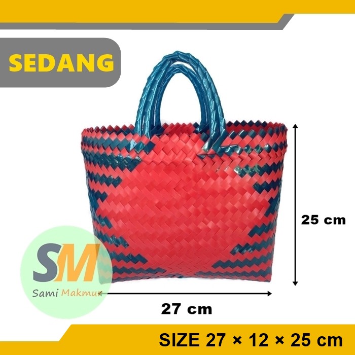 Jual Tas Anyaman Plastik SEDANG KACA / Tas Keranjang Belanja Tanggung ...