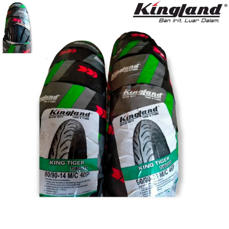 Jual Ban Kingland Tubeless King Tiger Uk 80/90-14 & 90/90-14 (Paket) | Shopee Indonesia