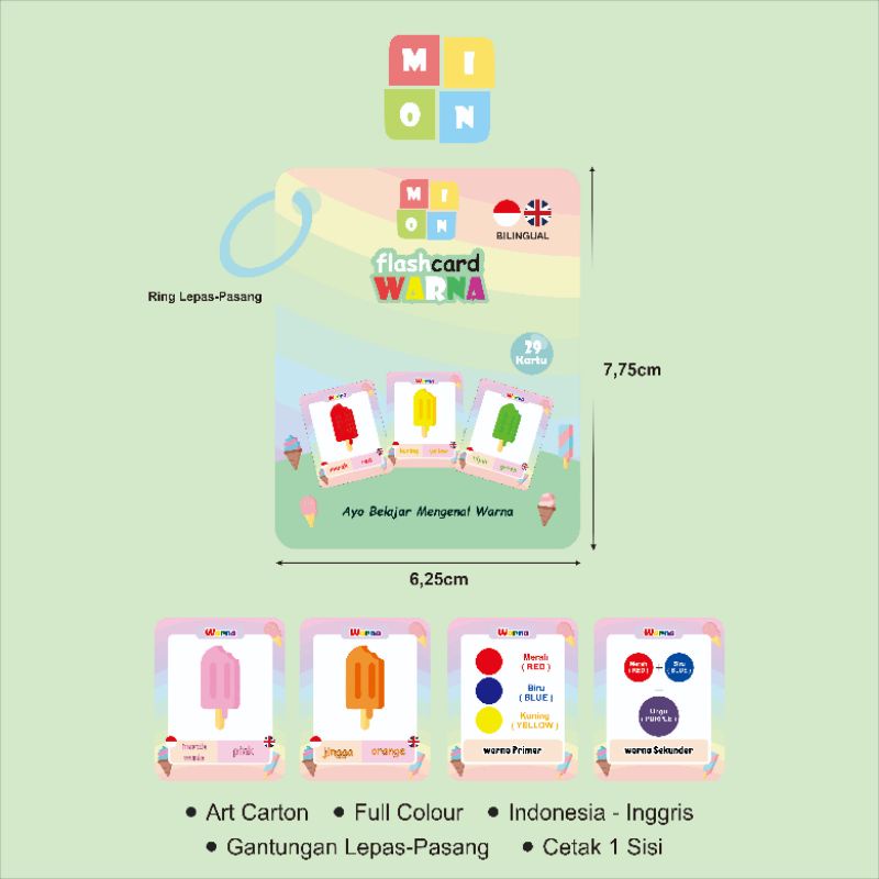 Jual Flash Card Warna Flashcard Warna Kartu Pintar belajar Mengenal ...