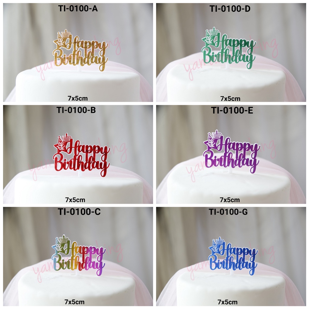 Jual GR-TI-0100 Cake topper tulisan plastik happy birthday ulang tahun ...