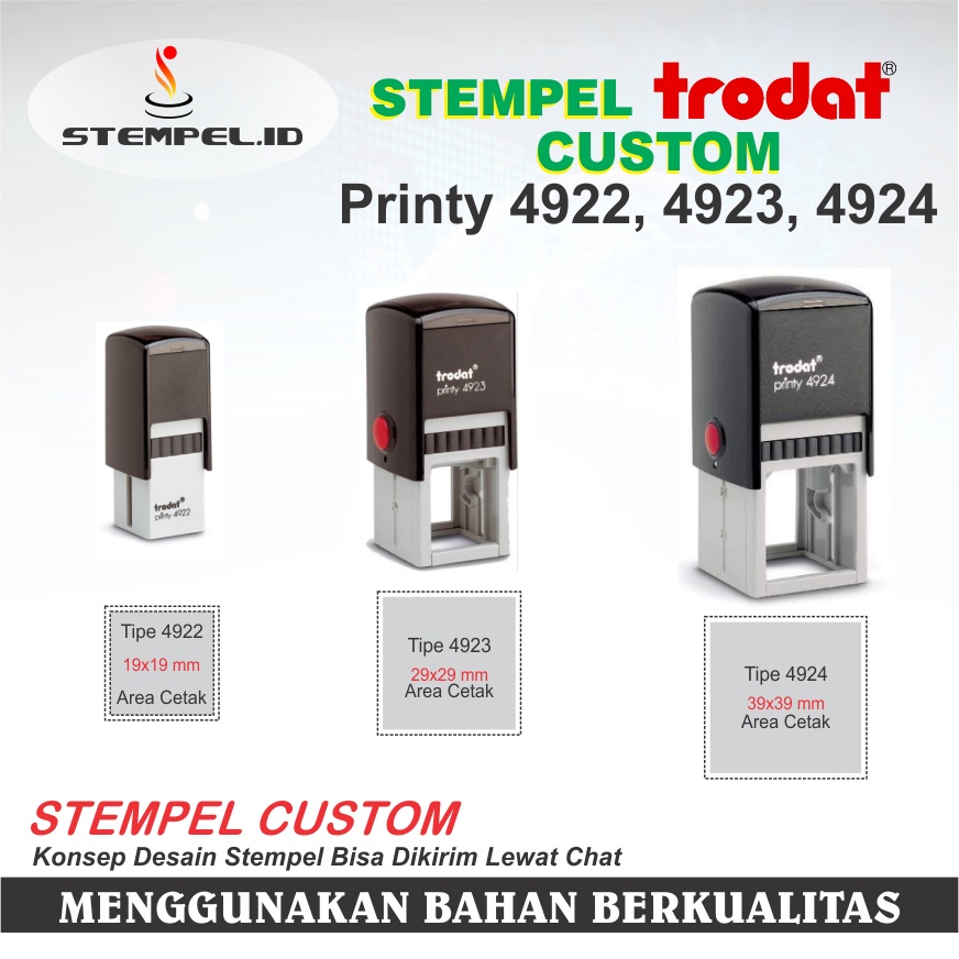 Jual Stempel Custom Trodat Persegi Tipe 4922 4923 4924 stempel otomatis | Shopee Indonesia