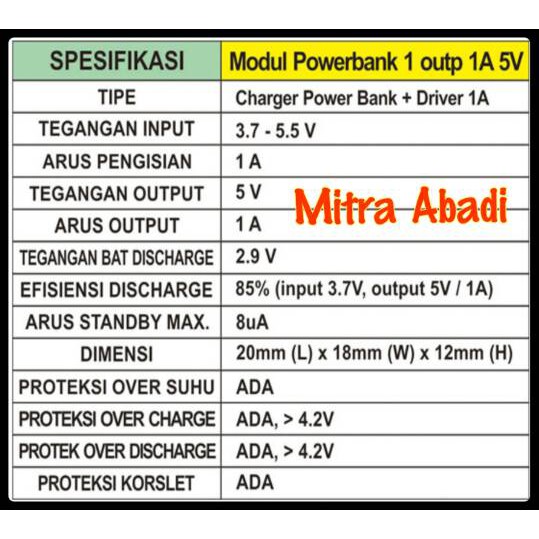 Jual Modul Powerbank 1 OUTPUT 1A 5V Over Discharge Protection | Shopee ...