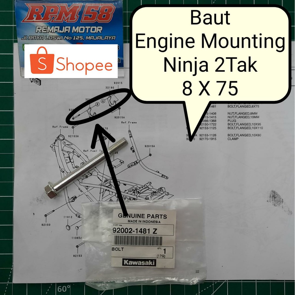 Jual Baut engine mounting ninja kawasaki original 92002-1481-Z | Shopee ...