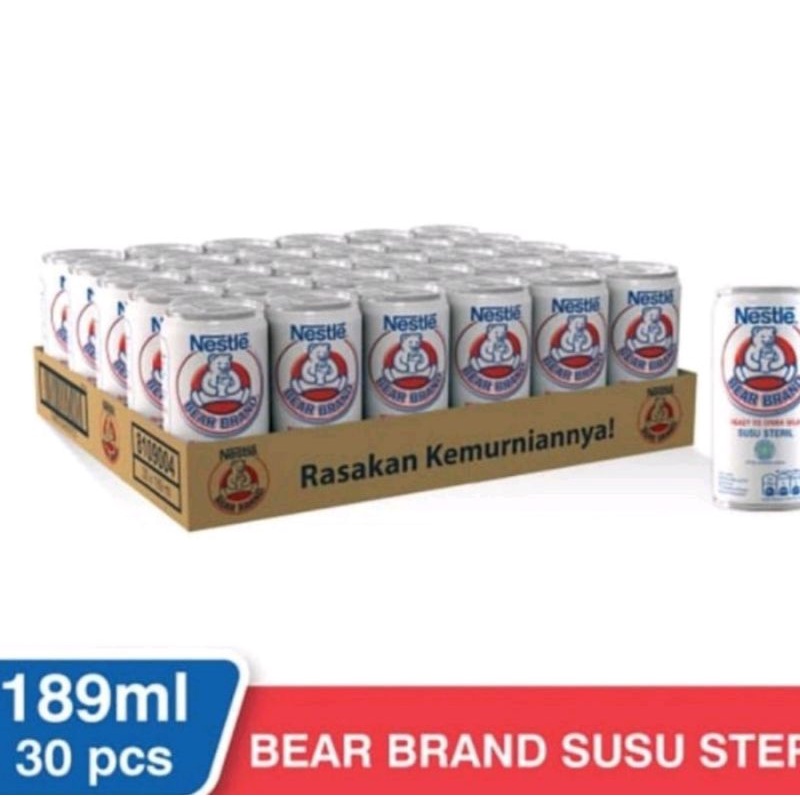 Jual BEAR BRAND RTD MILK TIN 189 ml 1 DUS ISI 30 PCS | Shopee Indonesia