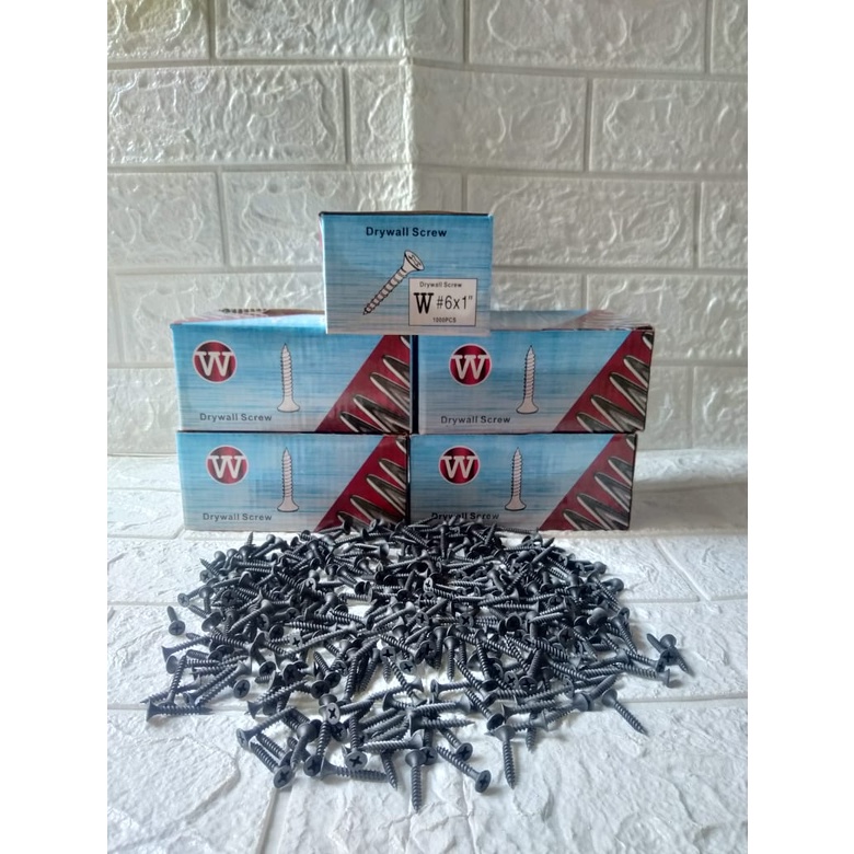 Jual 1 dus Skrup Giysum 6x1 panjang 2,5cm isi 1000 pcs Sekrup Gypsum Skrup Kayu Gipsum 6x1 (2 ...
