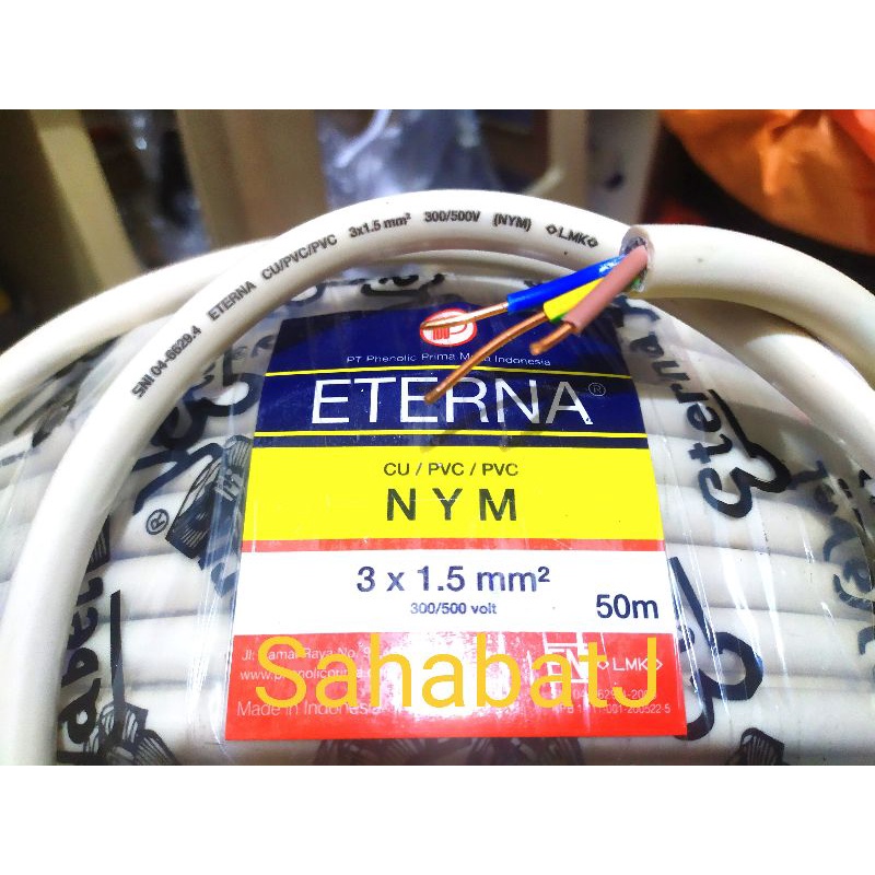 Jual Eterna 3x1.5 / kabel eterna nym 3x1.5 / eterna kawat tembaga 3x1,5 | Shopee Indonesia