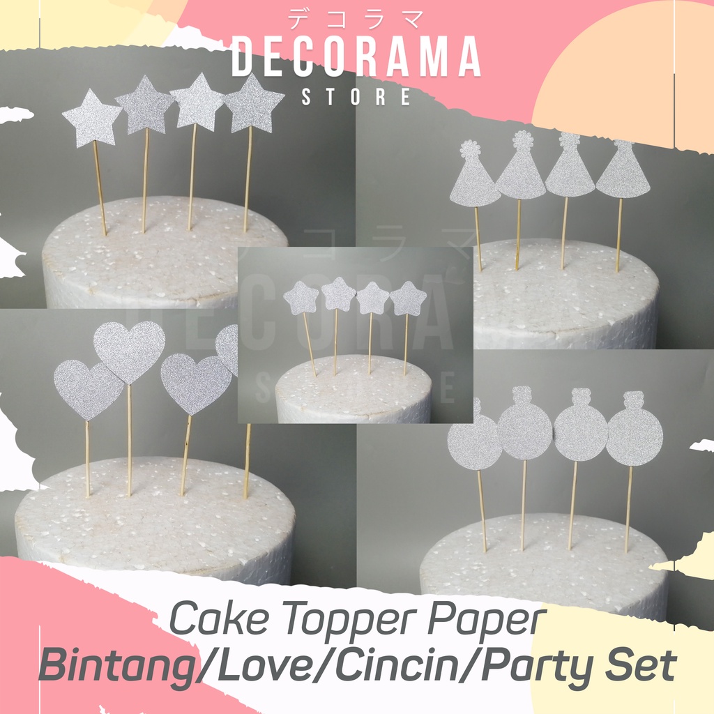 Jual Cake Topper Bintang/Love/Cincin/Party Glitter DEKORASI KUE MURAH | Shopee Indonesia