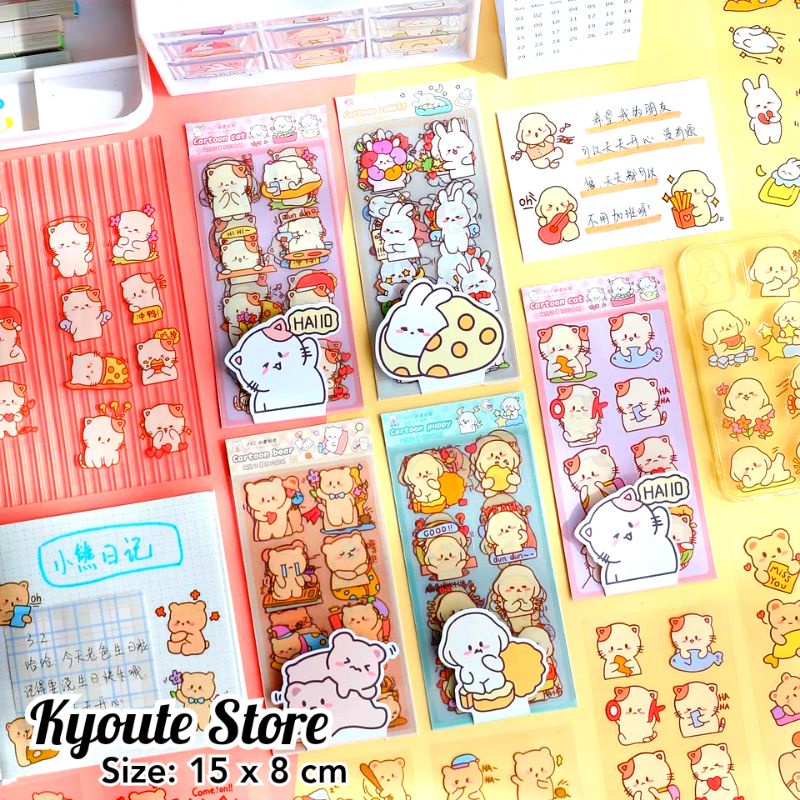Jual Sticker Lucu Cute Ekspresi Waterproof Transparan Scrapbook Journal ...