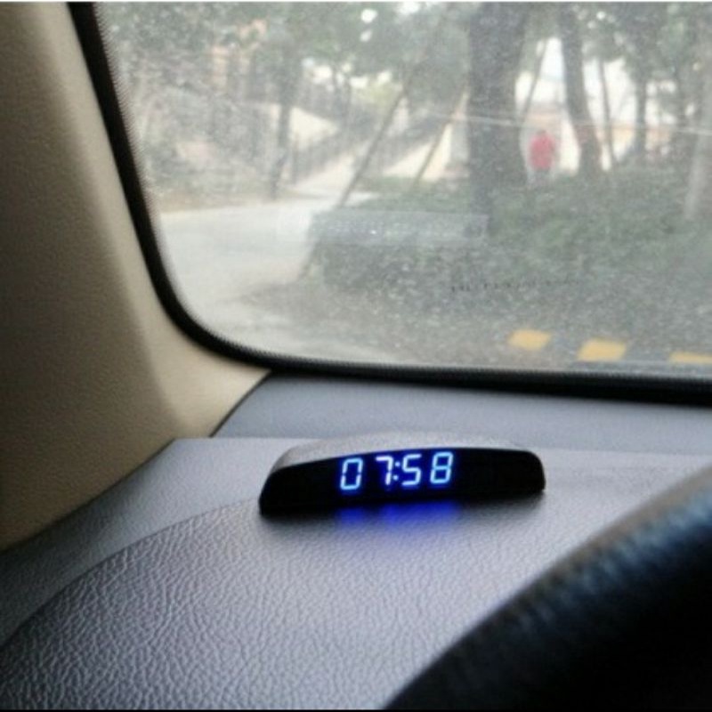 Jual CAR CLOCK JAM MOBIL 12V DC THERMOMETER TEMPERATURE VOLTAGE MONITOR ...