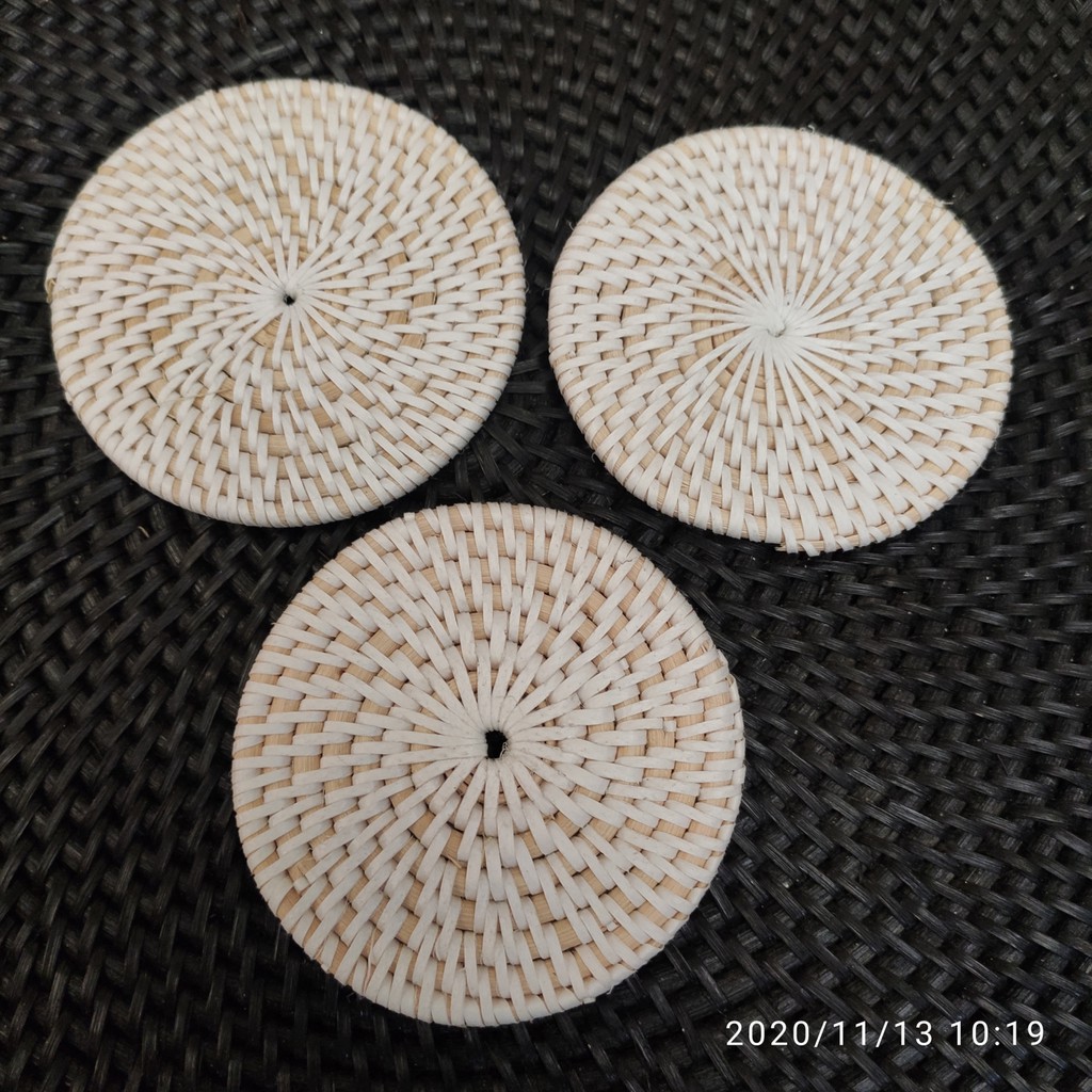 Jual glass coaster rotan 10cm/tatakan gelas anyaman/alas gelas rotan ...