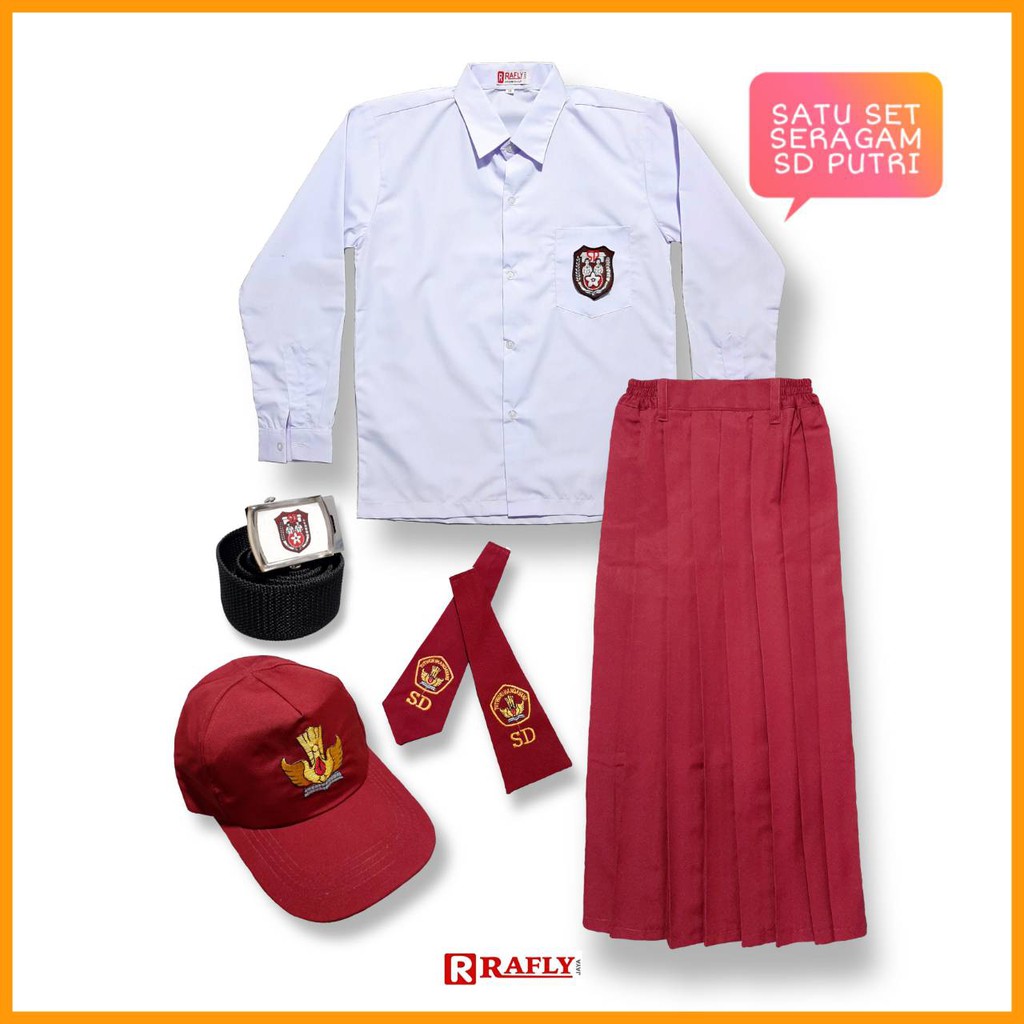 Jual Seragam Sekolah SD - Setelan Baju Sekolah SD Putri Merah Putih ...