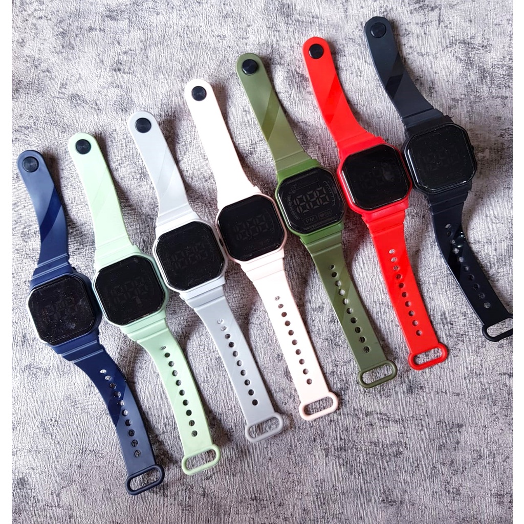 Jual Jam tangan anak anak wanita dan pria LED layar sentuh model kotak ...