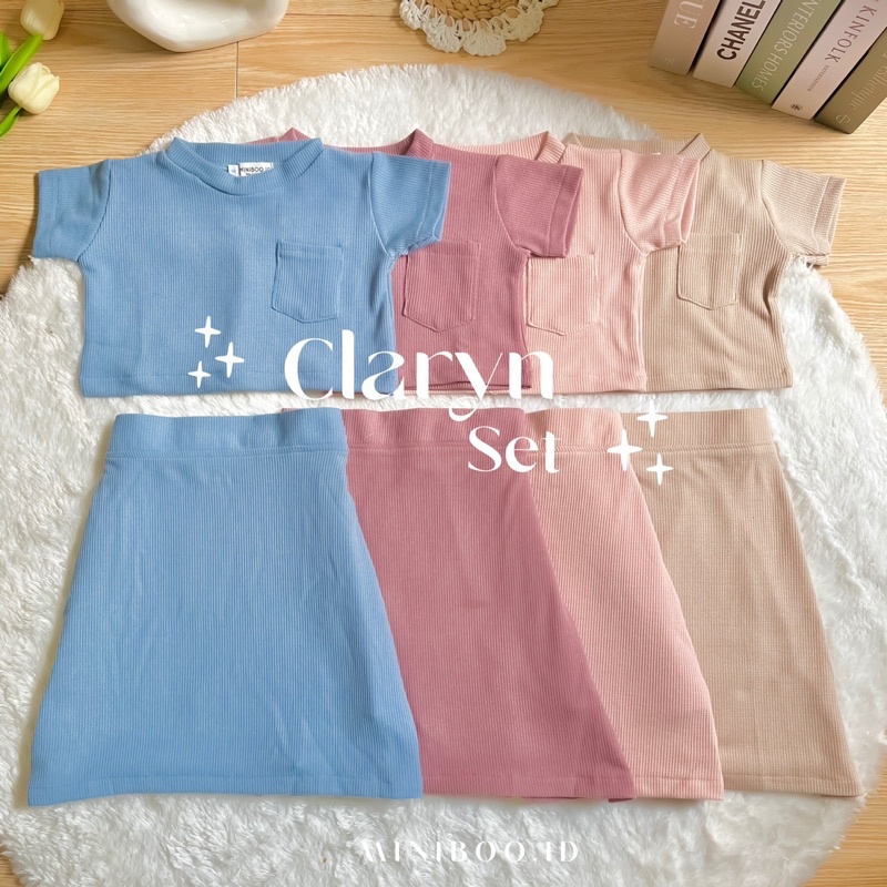 Jual Claryn Waffle Mini Knitt Set Anak Perempuan | Crop top Skirt ...