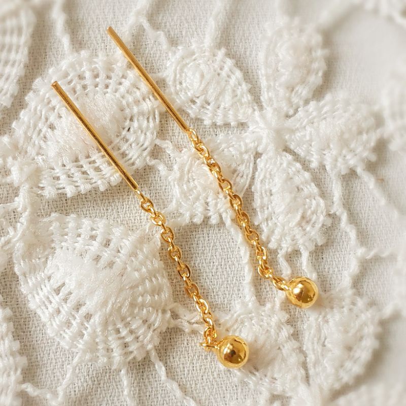 Jual Anting Tusuk Rantai Bulat Emas Muda 1/2 gram dan 1 gram | Shopee ...