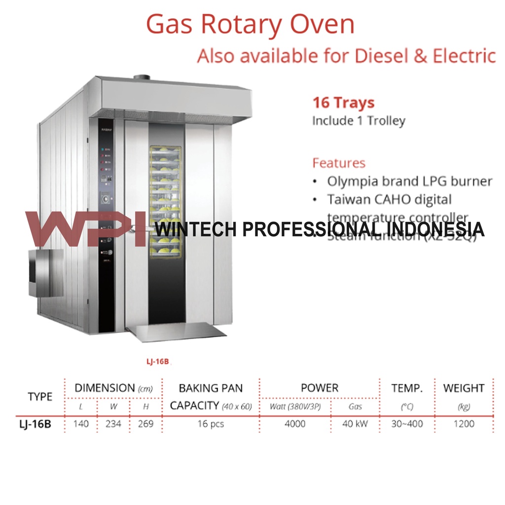 Jual GETRA LJ-16B Gas Rotary Oven / Oven Gas Sistem Putar / Oven Roti ...