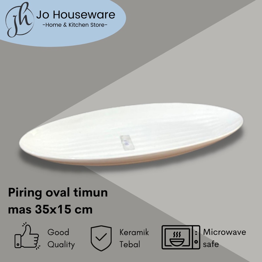 Jual Piring oval timun mas 35x15 cm putih tebal 93-2 | Shopee Indonesia