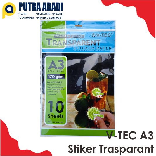 Jual Transparan Sticker Paper Waterproof A3 V-Tec 170gsm (10lembar ...