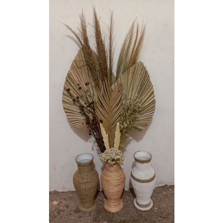 Jual paket lengkap bunga kering dan vas T40cm | paket lengkap daun ...