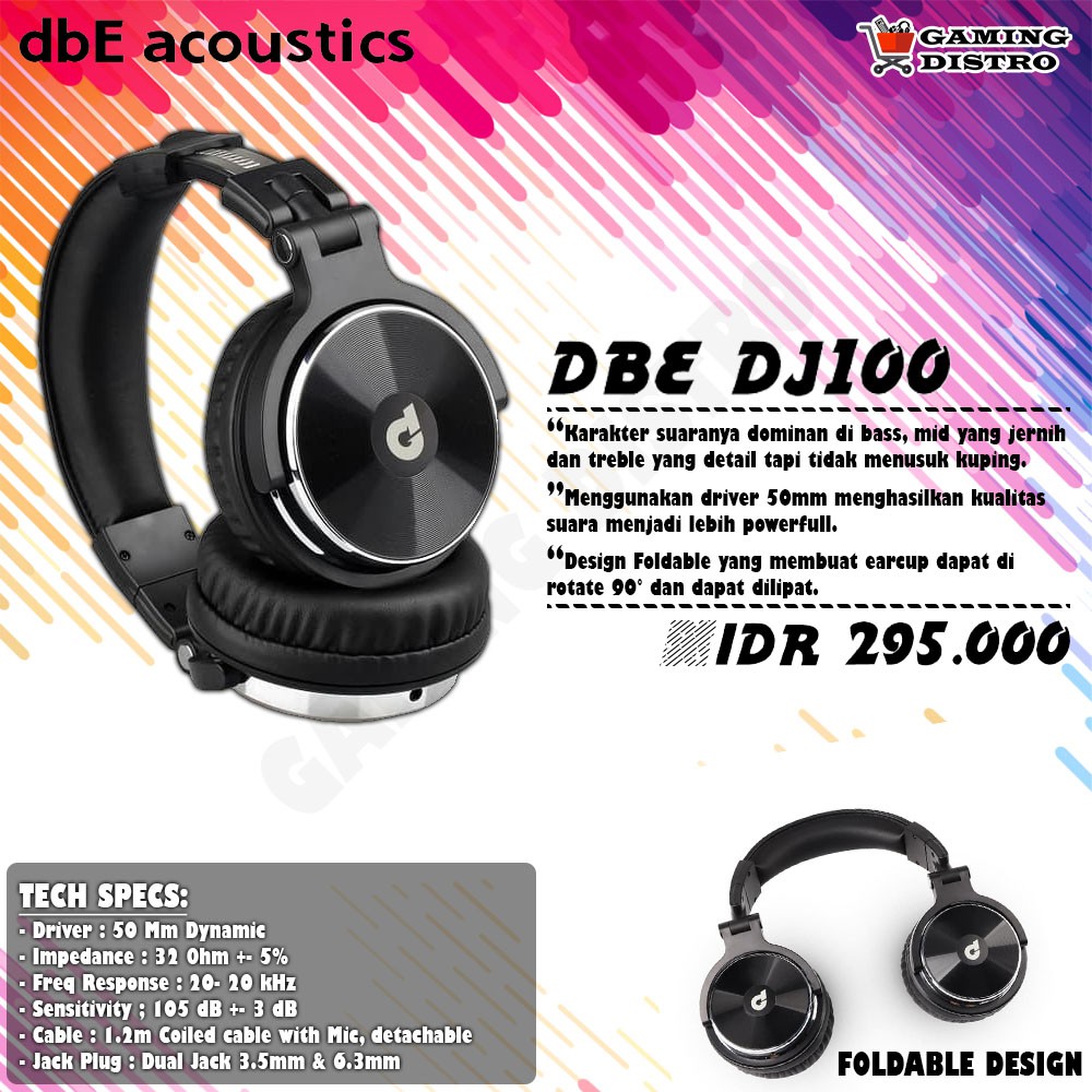 Jual Headset dbE DJ100 High Quality - dbE acoustics DJ100 Foldable ...