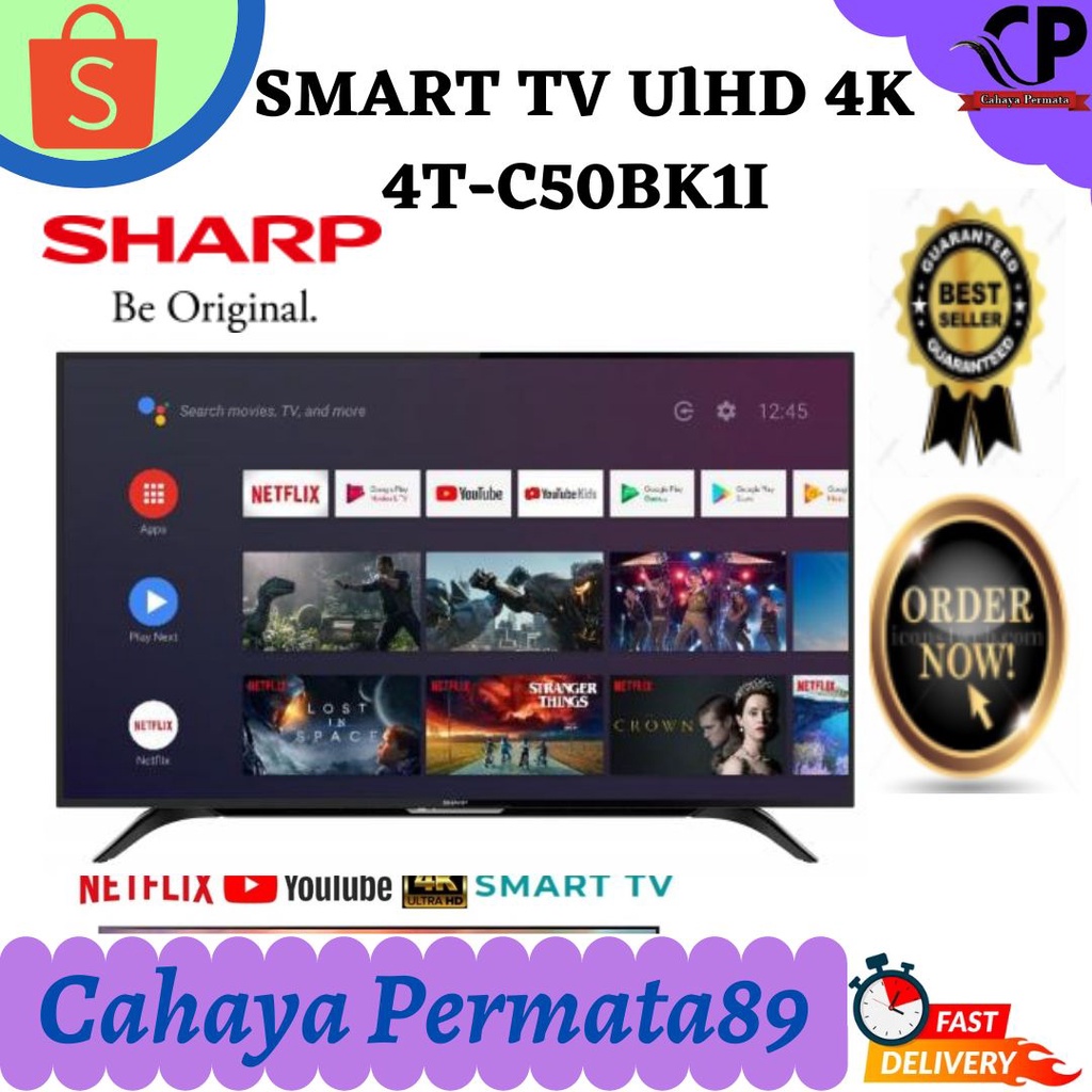 Jual SHARP LED TV 50 Inch 4T-C50BK1i Digital ANDROID SMART TV UlHD 4K ...
