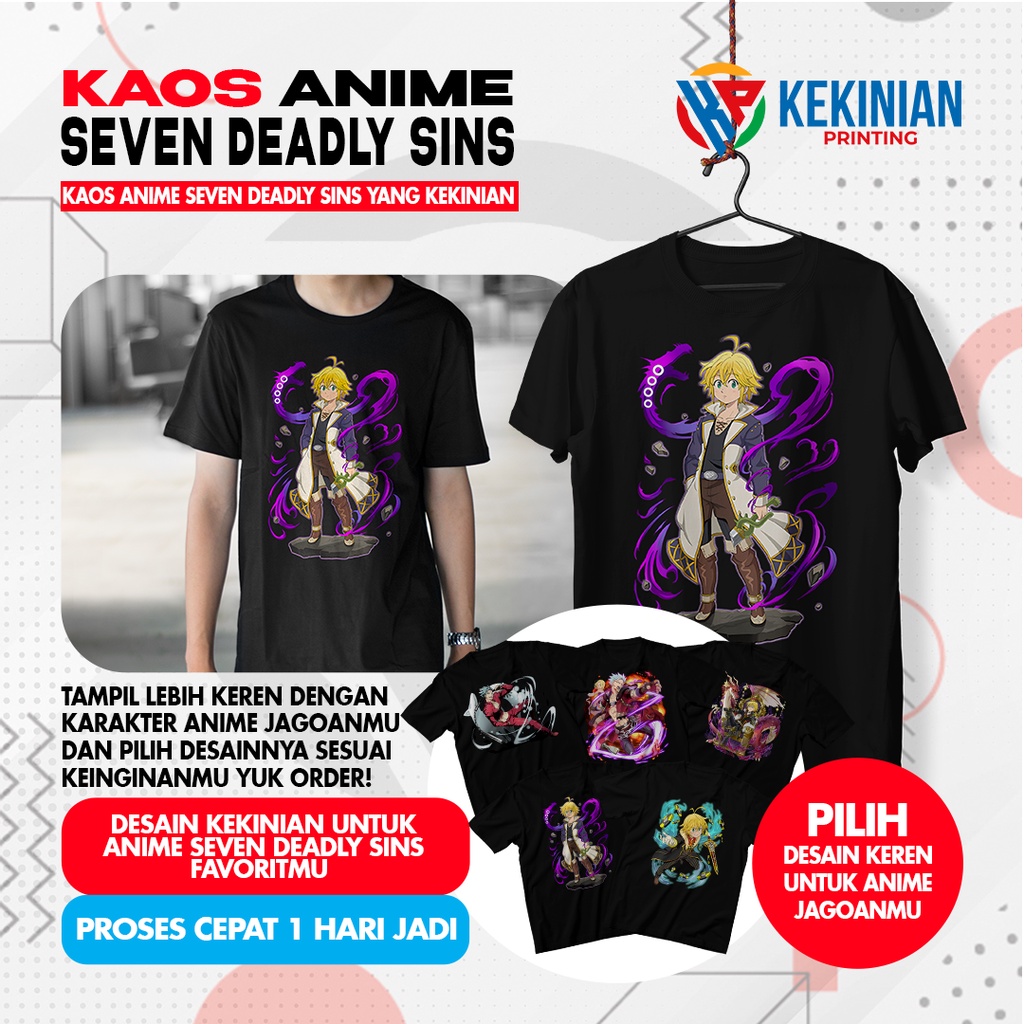 Jual Kaos Sablon DTF Anime Seven Deadly Sins/Anime Nanatsu No Taizai ...