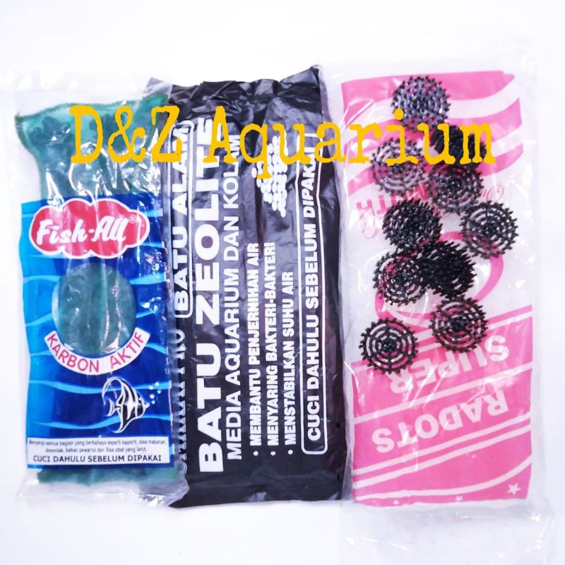 Jual Paket Isi Top Filter Aquarium Busa Bio ball Batu Zeolit Karbon ...