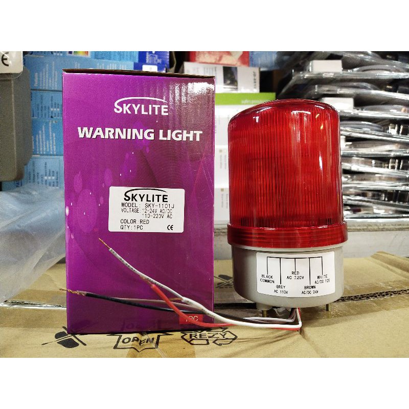 Jual Warning Light AC DC with Buzzer Red -Rotary Sirine | Shopee Indonesia
