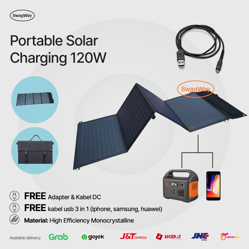 Jual Solar Charger Panel Portable 120W + Controller 6.6A 18V 120Wp ...