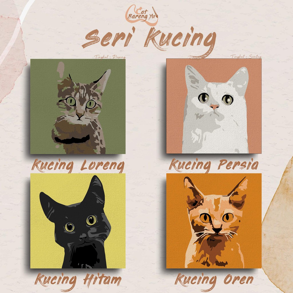 Jual Paint By Numbers Kit Seri Kucing | Kucing Hitam | Kucing Oren ...