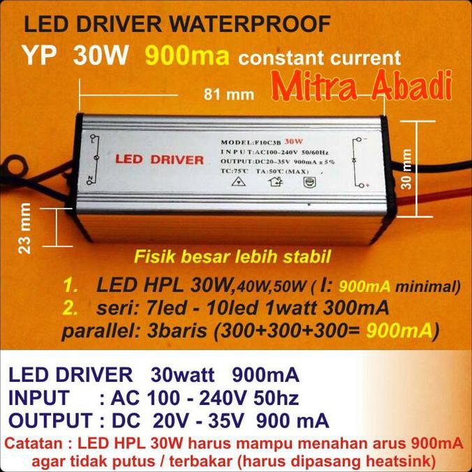 Jual LED Driver 30 Watt 900 mA Casing Besi | Shopee Indonesia