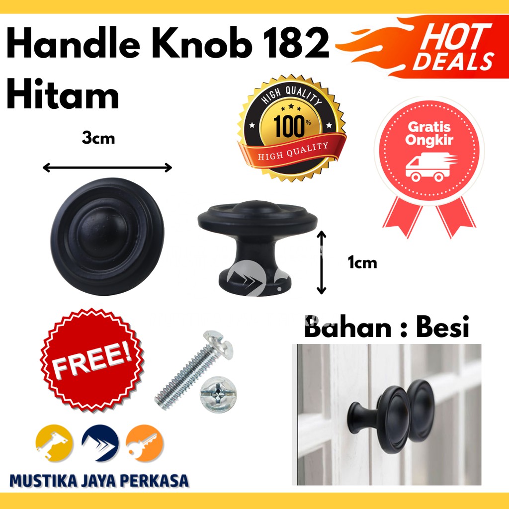 Jual Handle Tarikan Knob Gagang Lemari Laci Besi Hitam 182 Bulat CX078 ...