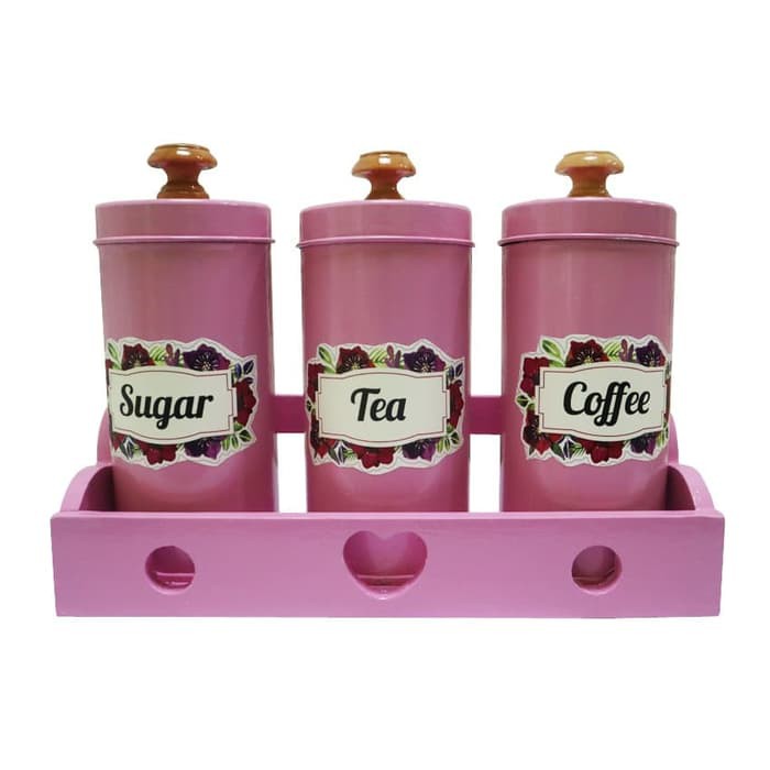 Jual Tempat Gula Kopi Teh Canister Set Sugar Coffee Tea Set 3 Pcs ...