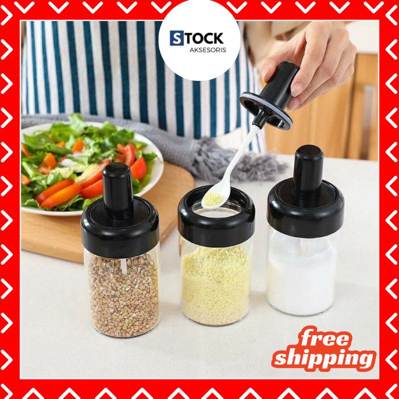 Jual Botol Bumbu Dapur Kaca / Tempat Bumbu Dapur Gula Garam Serbaguna ...