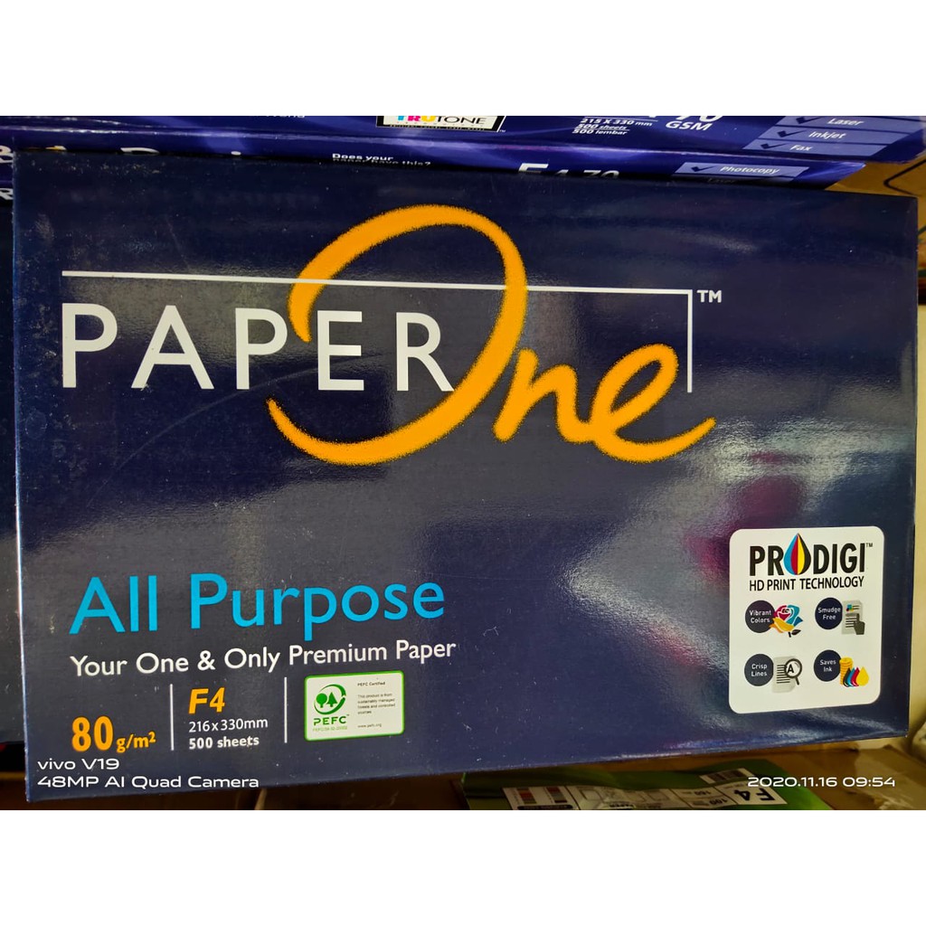 Jual Paper One F4 80 Gsm Kertas Hvs Putih 1 Rim 500 Lembar Shopee