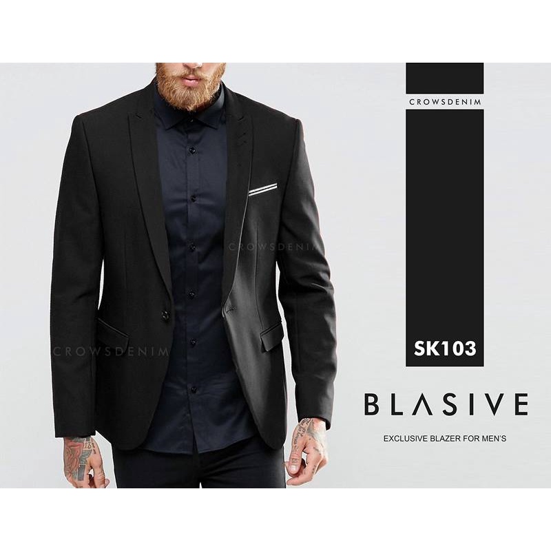 Jual Jas Blazer Slimfit Black Peak Lapel Style – SK103 | Shopee Indonesia