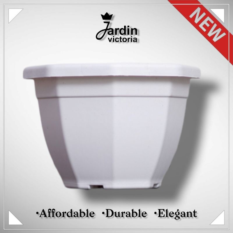 Jual [NEW] Pot Bunga Putih 25 | Pot Putih Tanaman Octagon | Jardin ...