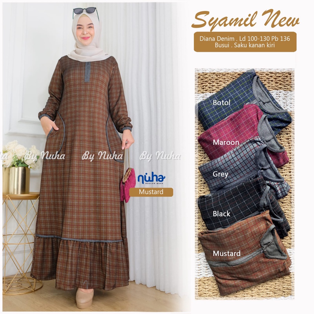 Jual Gamis Jumbo Syamil Matt Diana Denim Ld 100-120cm Pj 137cm Busui ...