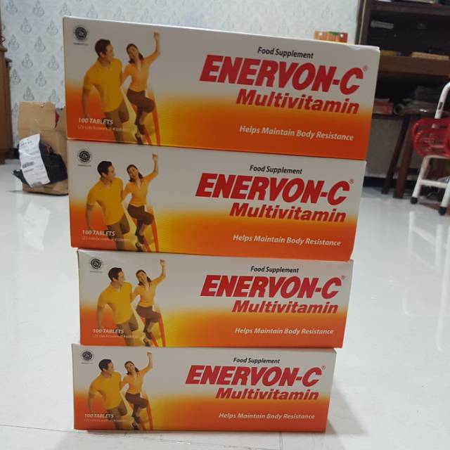 Jual ENERVON C 1 BOX= 25 STRIPS=100 TABLET, MULTIVITAMIN VIT C | Shopee ...