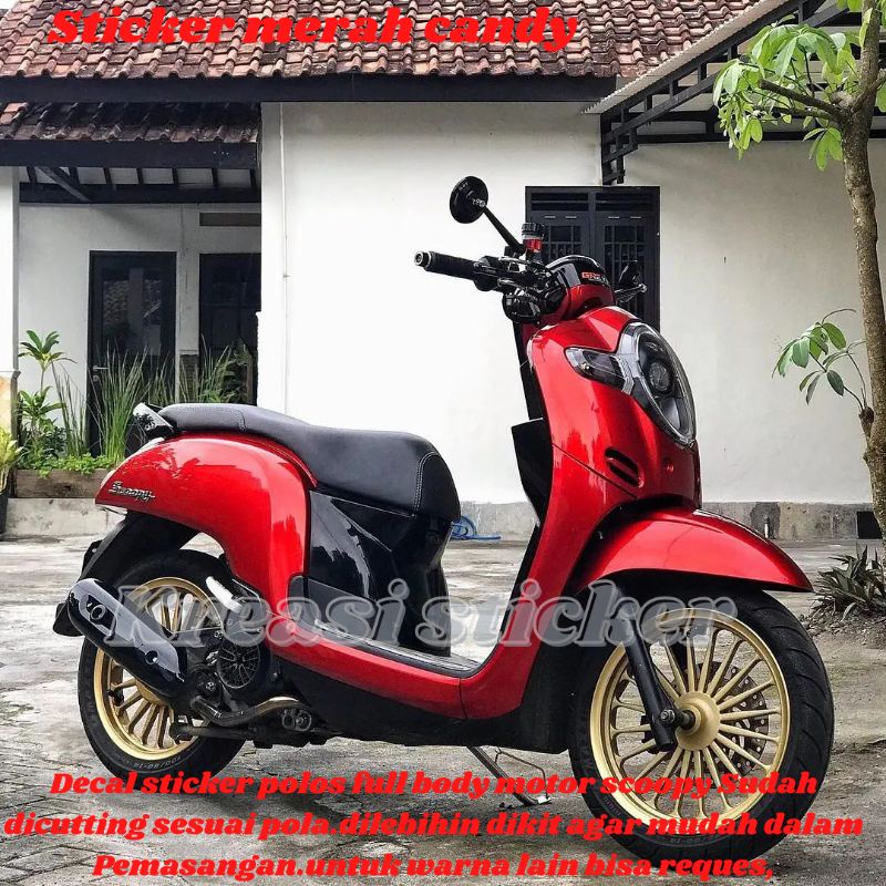 Jual decal scoopy stiker polos motor matik scoopy full bodi warna merah ...