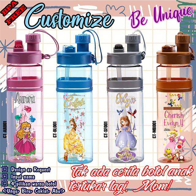 Jual BOTOL MINUM CUSTOM ( FREE INPUT NAMA ) | Shopee Indonesia