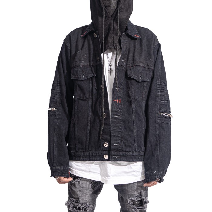 Jual A1 biker jacket - Black - Jaket jeans | Shopee Indonesia