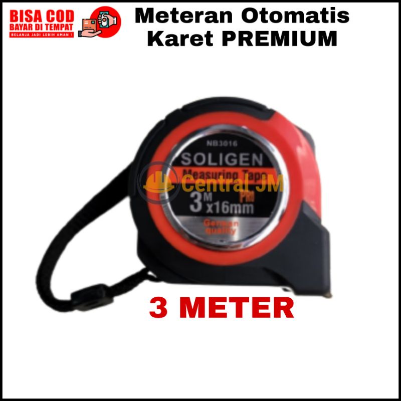 Jual Meteran Karet [ 3 Meter ] SOLIGEN Original Otomatis Pengukur ...