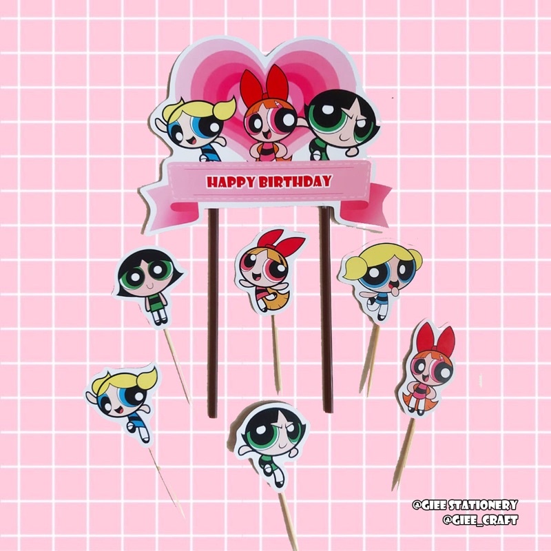 Jual Cake Topper POWERPUFF / Topper Kue POWERPUFF / Hiasan Kue ...