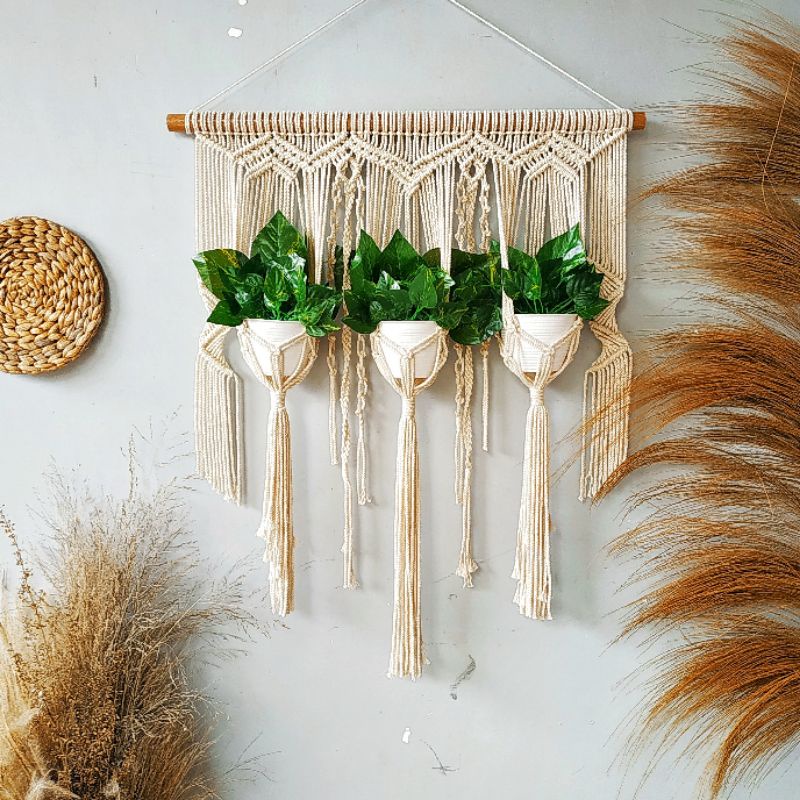 Jual Macrame wall decor Makrame hiasan dinding bunga dan daun | Shopee ...