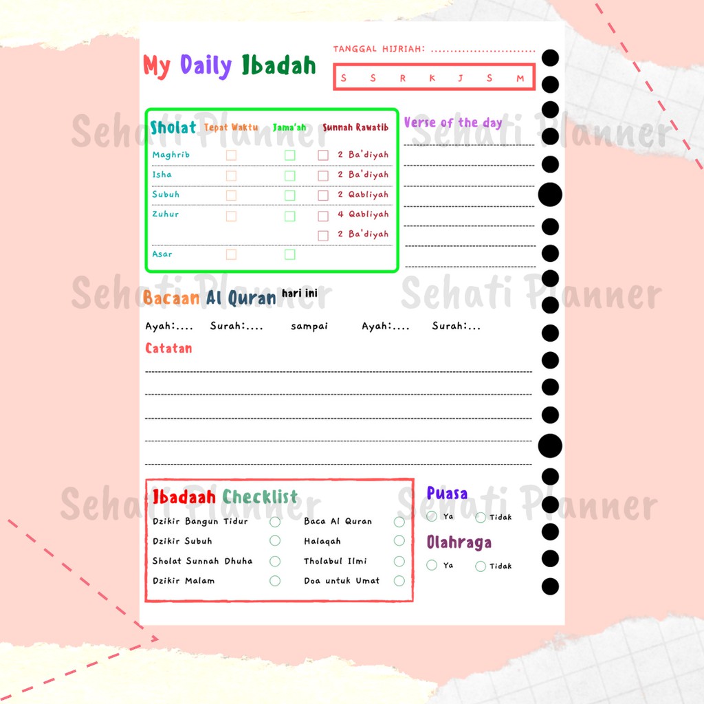 Jual idEe3E8 Daily Ibadah Tracker / Muslim Planner / A5 & B5 Kertas ...