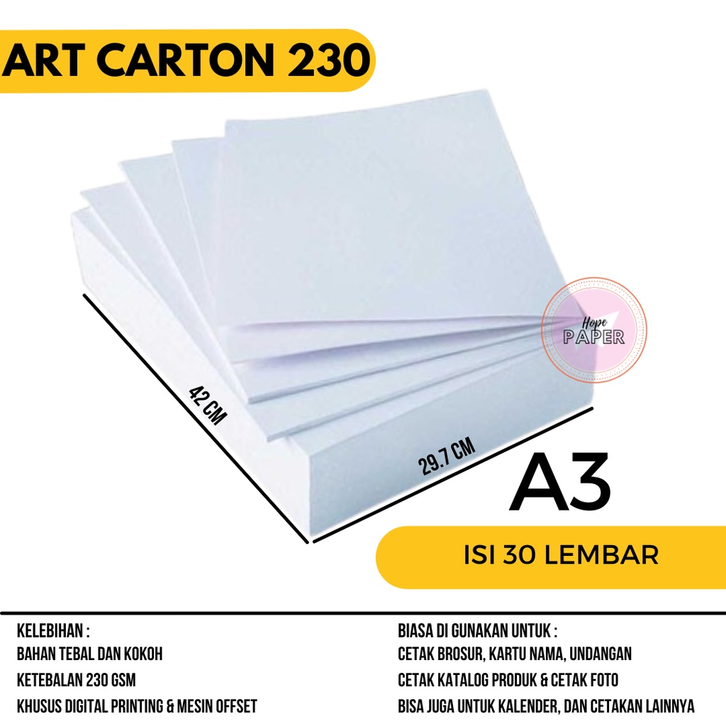 Jual Kertas Art Carton A3 230 gsm isi 30 lembar / Art Karton A3 230 gsm | Shopee Indonesia