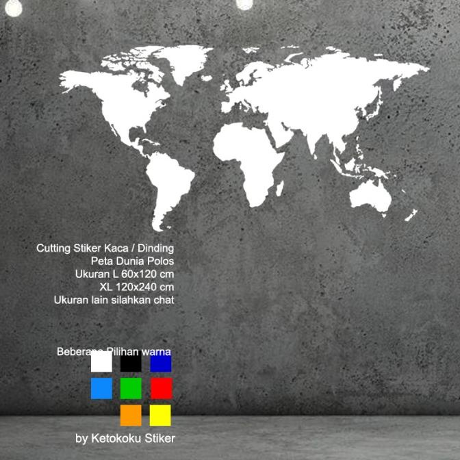 Jual Wall Cutting Sticker World Map Peta Dunia Stiker Dinding Kantor ...