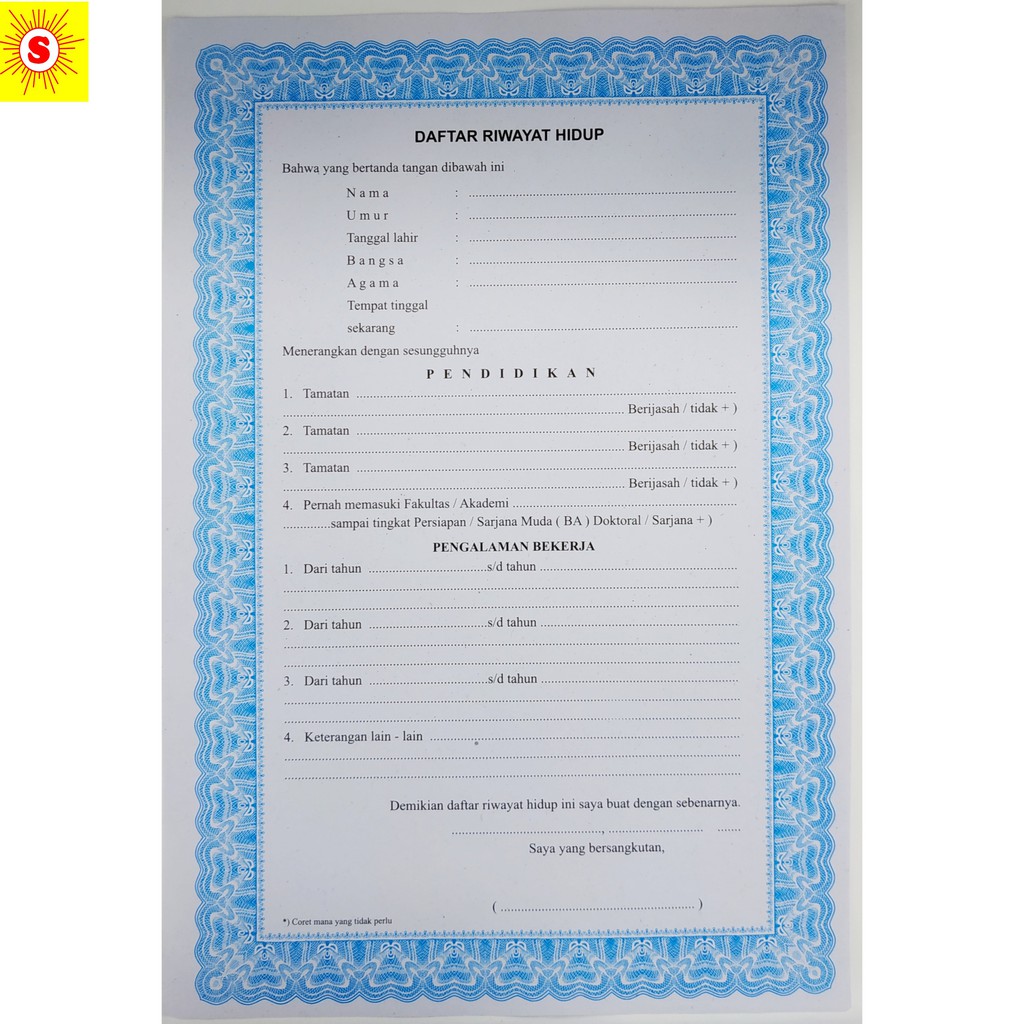 Jual Formulir Daftar Riwayat Hidup | Shopee Indonesia