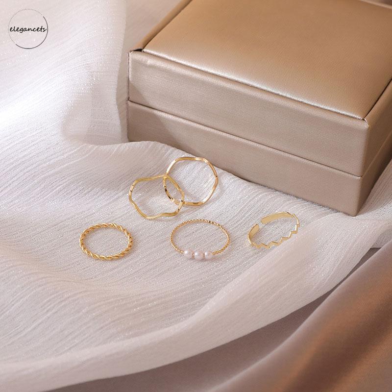 Jual Cincin wanita Mode Korea - Set Cincin Mutiara 5 Buah - Fashion Sederhana-E | Shopee Indonesia